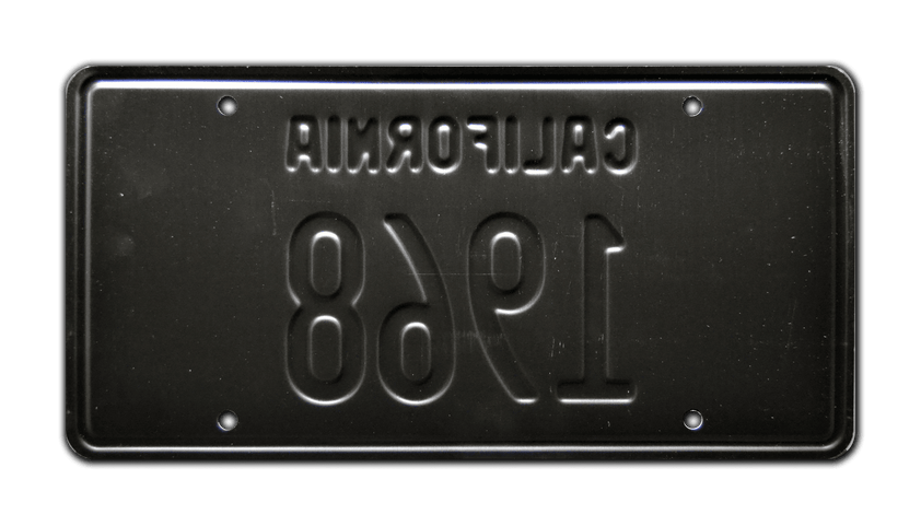California | 1968 | Metal Stamped Vanity License Plate – Celebrity Machines