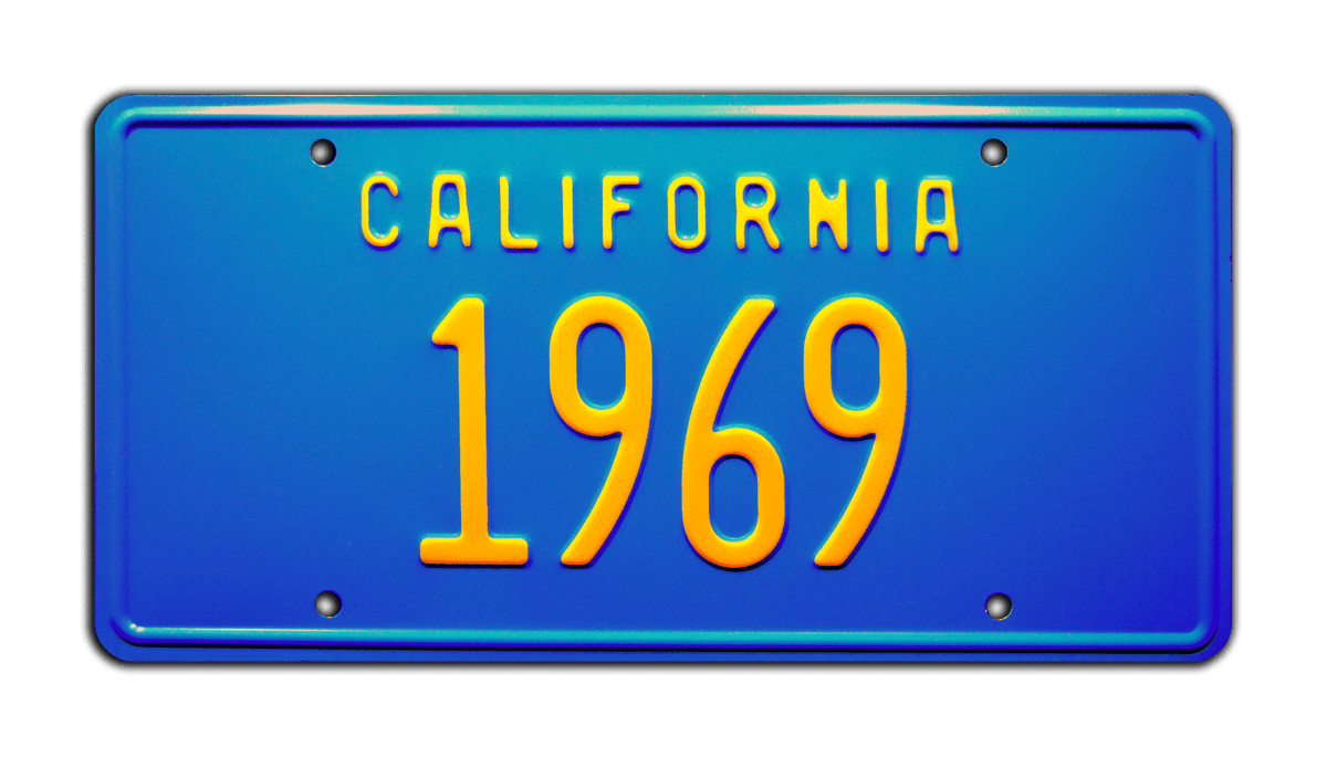 California | 1969 | Metal Stamped Vanity License Plate – Celebrity Machines
