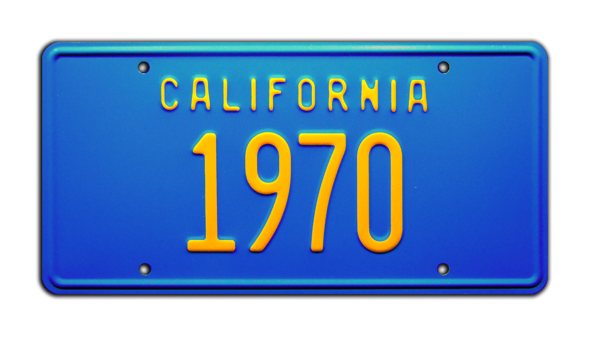 California | 1970 | Metal Stamped Vanity License Plate – Celebrity Machines