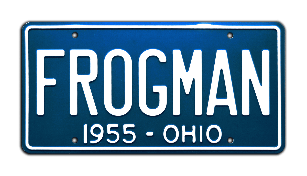 FROGMAN | Metal Stamped Vanity License Plate – Celebrity Machines